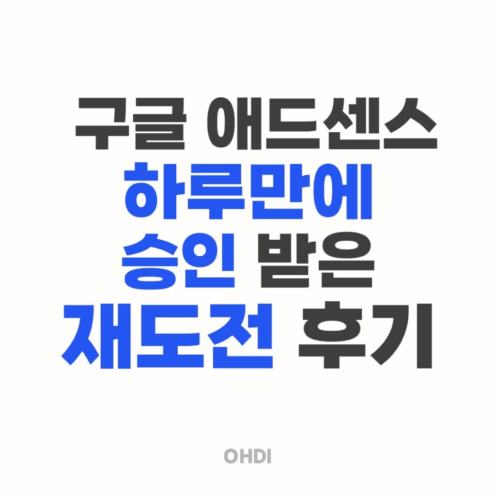 구글 애드센스 하루만에 승인 받은 재도전 후기 - OHDI Travel